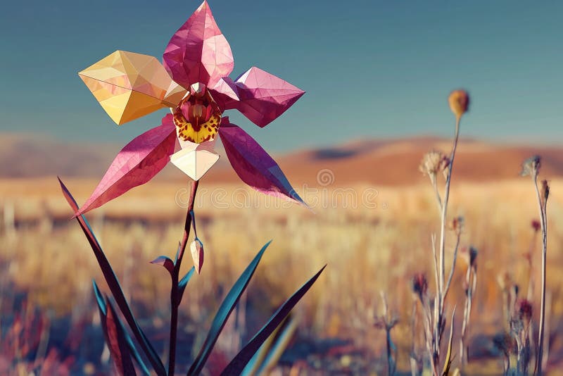 Orchid with Geometric Petals in an Optical Field Stock Illustration ...