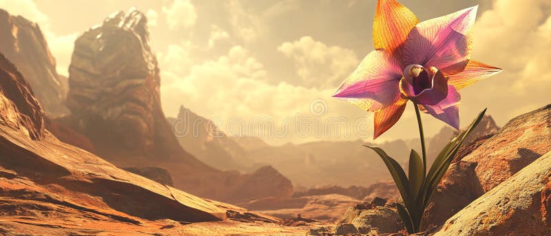 Orchid with Geometric Petals in an Optical Field Stock Illustration ...