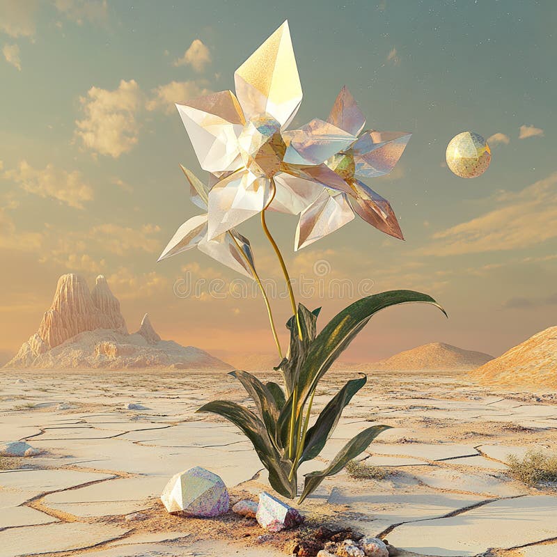 Orchid with Geometric Petals in an Optical Field Stock Illustration ...