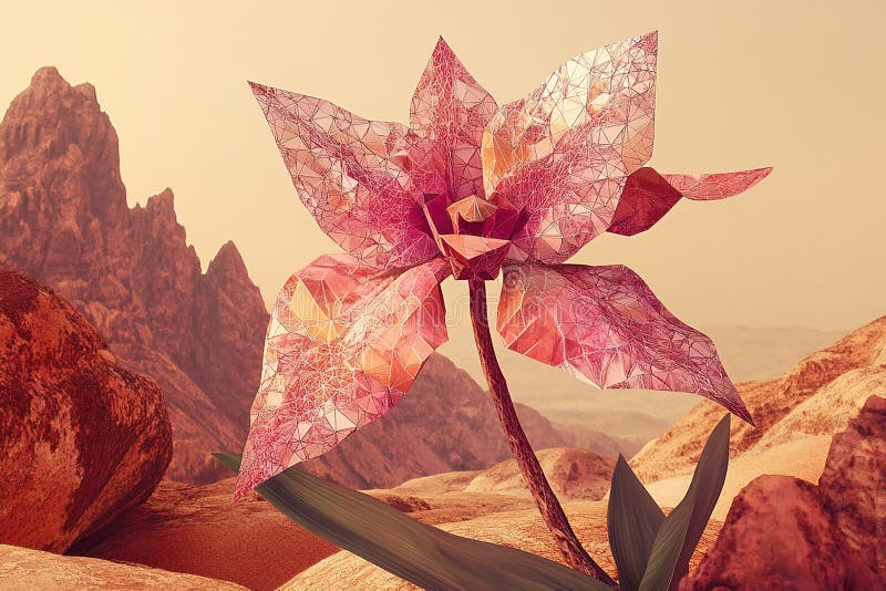 Orchid with Geometric Petals in an Optical Field Stock Illustration ...