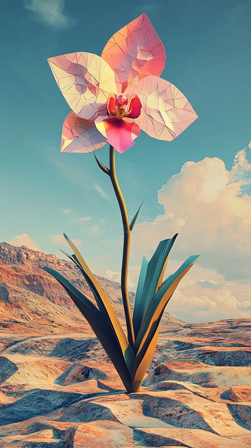 Orchid with Geometric Petals in an Optical Field Stock Illustration ...