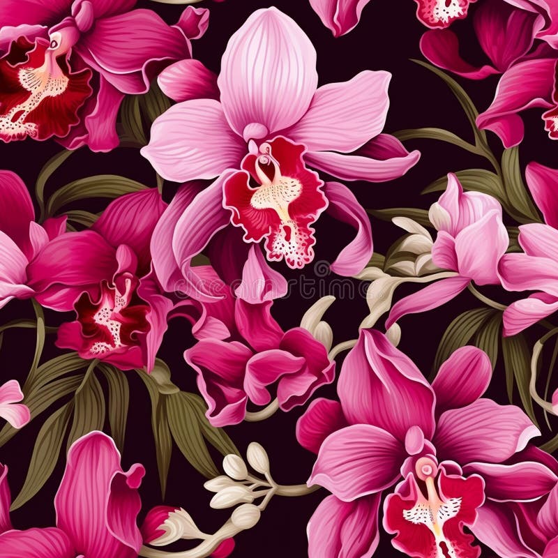 Orchid Infusion Seamless Art Stock Illustration - Illustration of ...