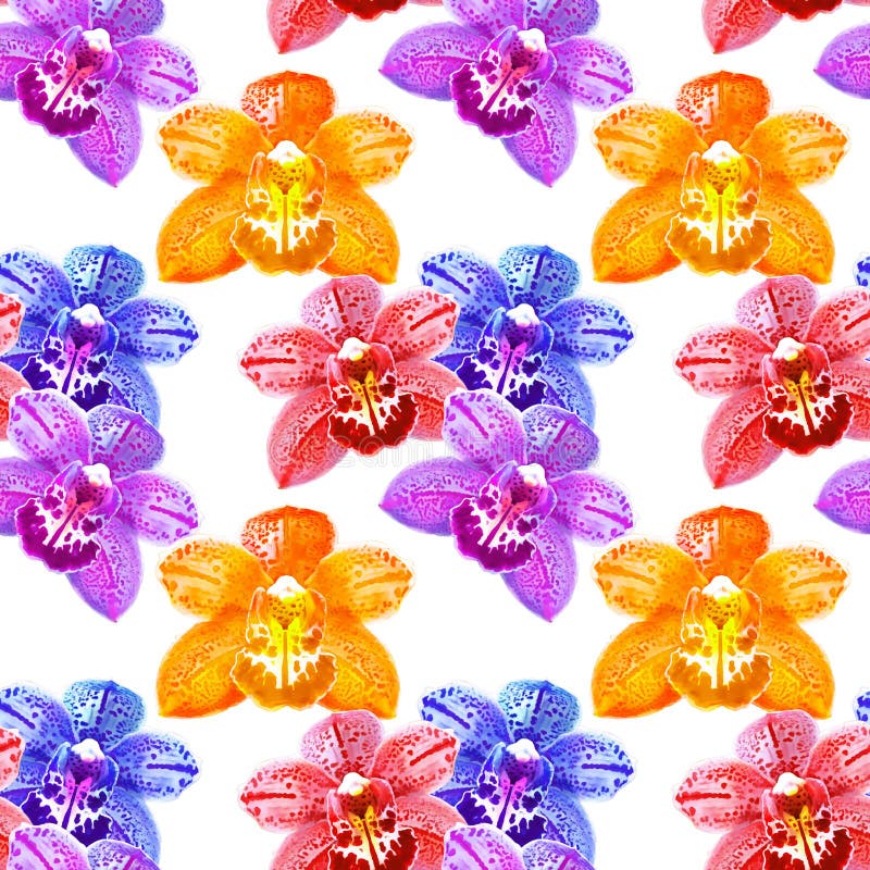 Orchid, Phalaenopsis. Seamless Pattern Texture of Flowers. Flora Stock ...