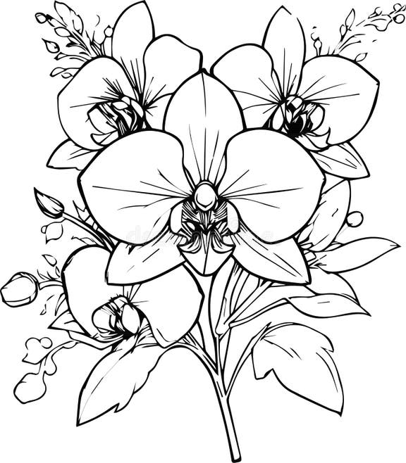 Orchid-shaped Outline Pattern, Vector Painting Practice Stock Vector ...