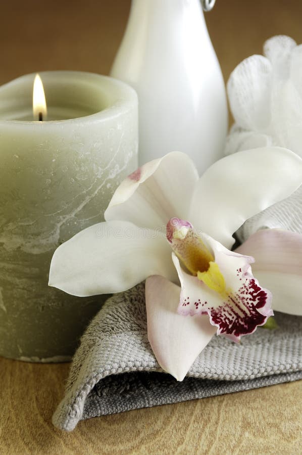 Orchid Spa stock image. Image of candle, wellness, aromatherapy - 541853