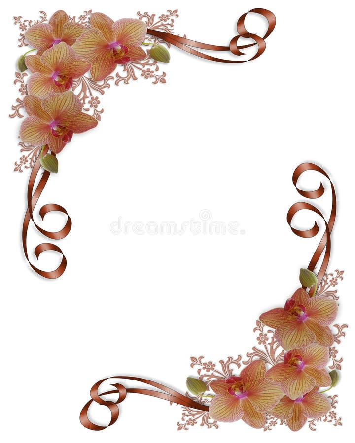 Orchids Floral Wedding Border Stock Illustration - Illustration of ...