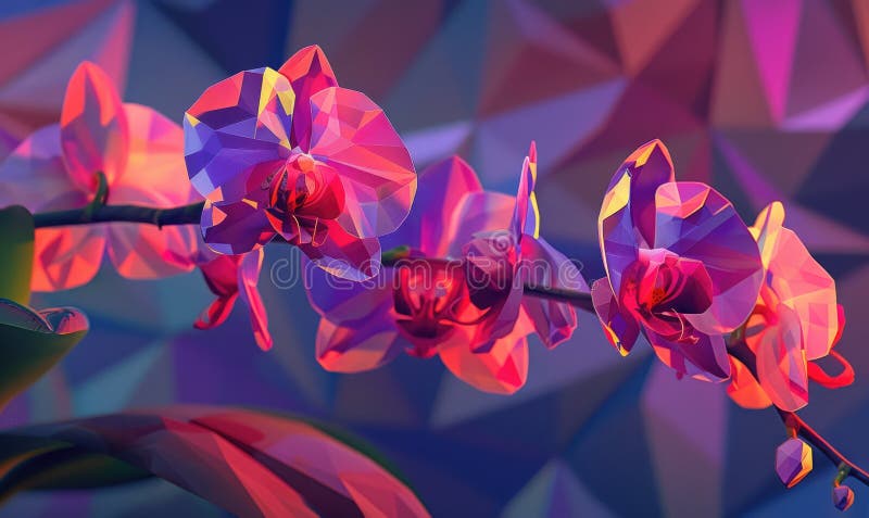 Orchids in Low Poly, Geometric Shapes Stock Image - Image of exotic ...