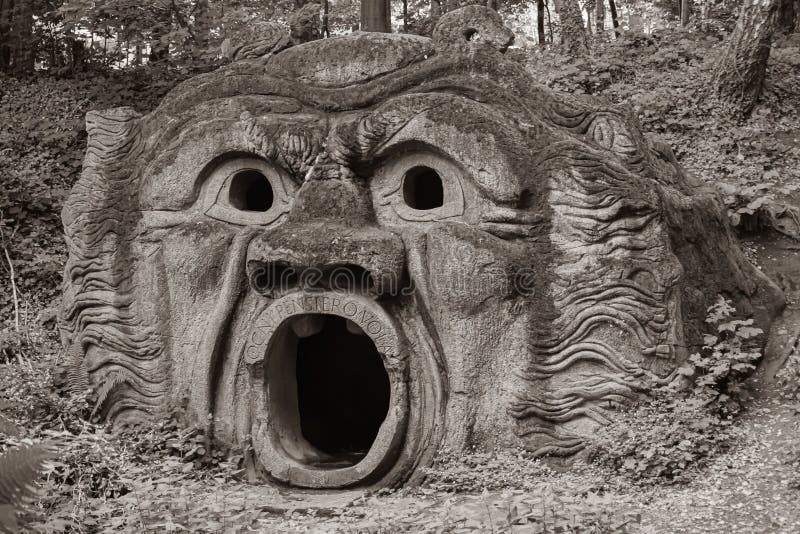 Orcus Mouth Sculpture at Famous Parco Dei Mostri Stock Image - Image of ...