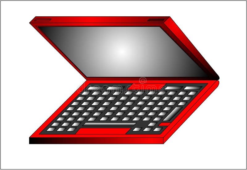 Ordenador portátil rojo stock de ilustración. Ilustración de stylish ...