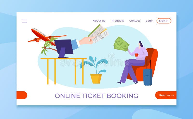Order Airplane Ticket Online Booking, Web Application Website Banner, Template Landing Webpage ...