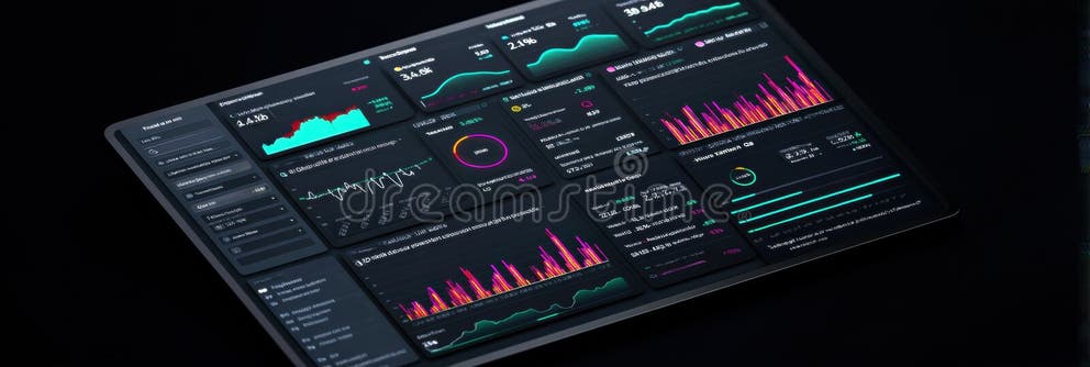 Order Dashboard UI Glowing at Night Showcasing Statistics and Analytics ...