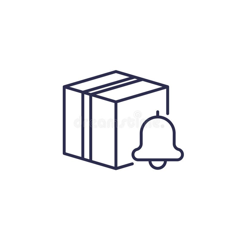 Order Delivery Notification Line Icon with Parcel Stock Vector ...