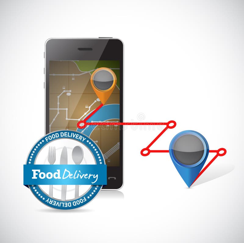 Order Delivery Using a Smartphone. Stock Illustration - Illustration of ...