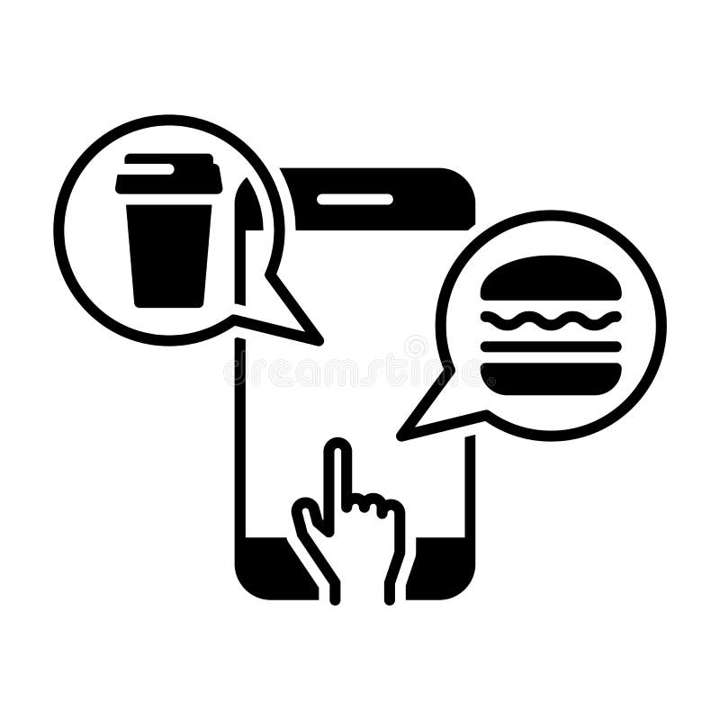 Order Food Black Icon on White Background Stock Vector - Illustration ...