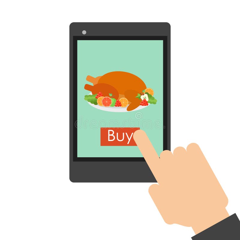 Order Food Over the Internet Food Delivery. Vector Stock Vector ...