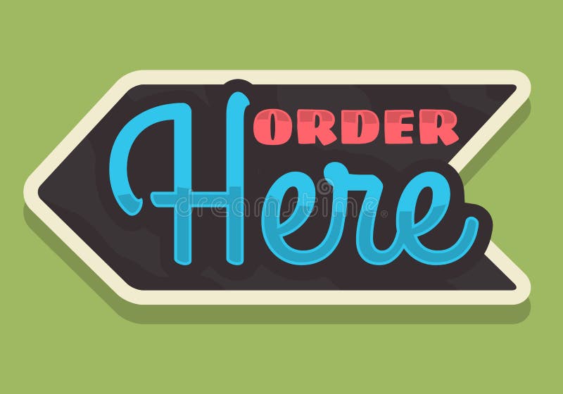 Order Here Arrow Sign Typographic Vintage Influenced Business Sign ...