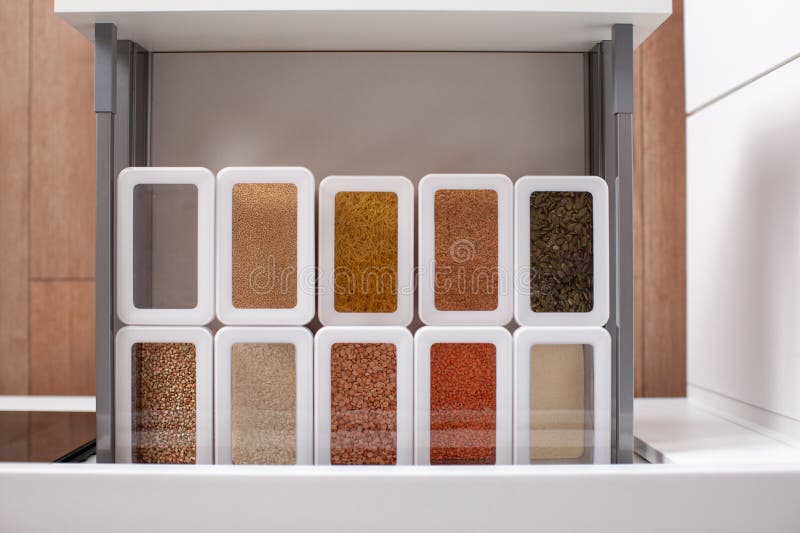 Order in the Kitchen. Storage System. Stock Image - Image of laundry ...