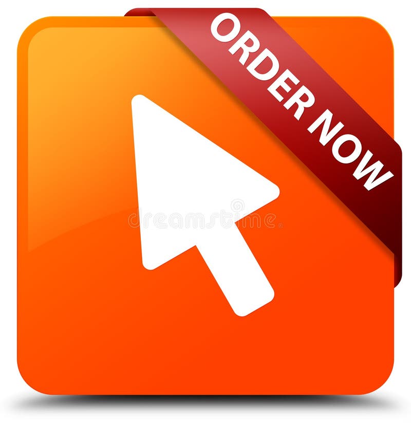 Order Now (cursor Icon) Orange Square Button Red Ribbon in Corner Stock ...