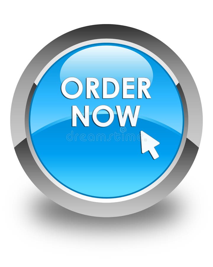 Order Now Glossy Cyan Blue Round Button Stock Illustration ...