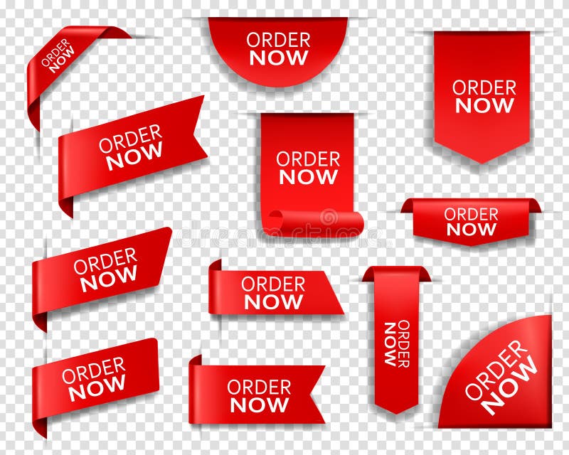 Order Now Red Banners, Bookmarks, Web Elements Stock Vector ...