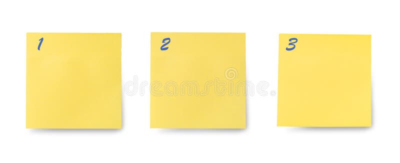 1, 2, and 3 Order Numbers on Blank Sticky Notes, Priority, Process, or ...