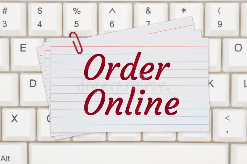 Order Online Index Card on a Keyboard Stock Photo - Image of card ...