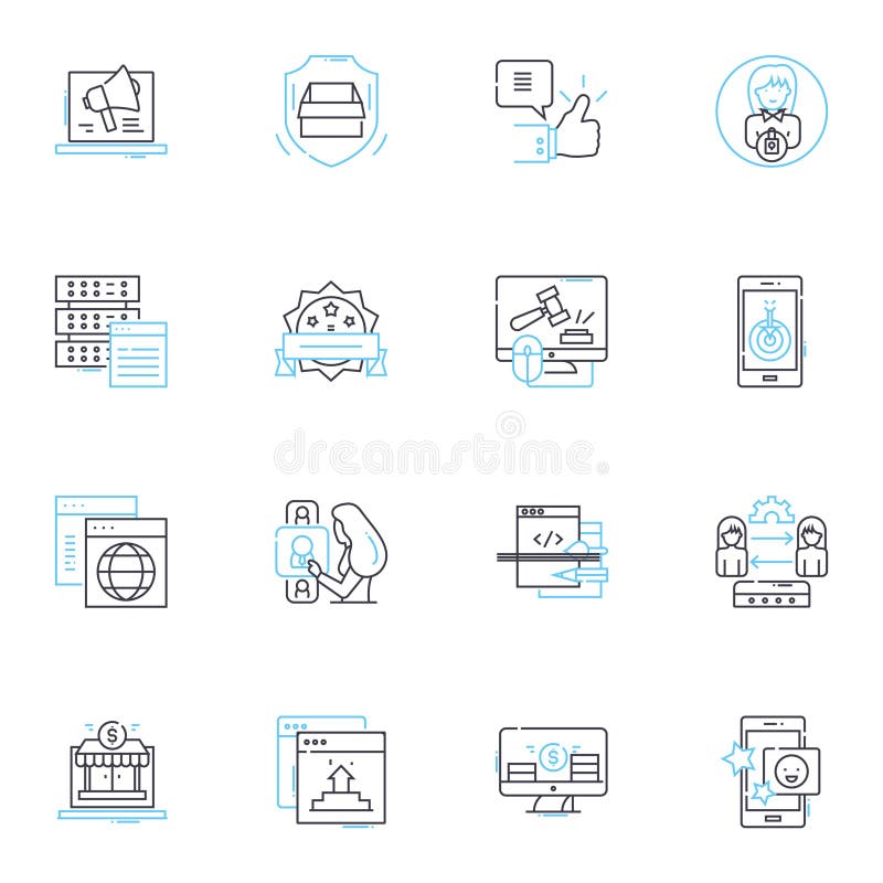 Order Online Linear Icons Set. Convenience, Efficiency, Streamlined ...