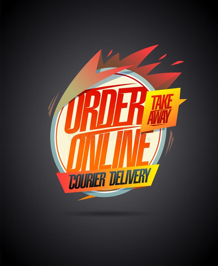 Order Online, Take Away and Courier Delivery Stock Vector ...
