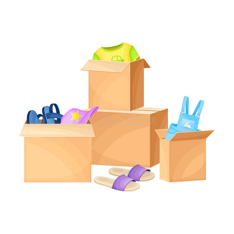 Order Packaging in Cardboard Box on Conveyor Belt for Shipment Vector ...