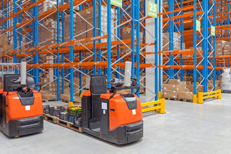 Order Picker Trucks stock image. Image of pallet, orange - 272204269