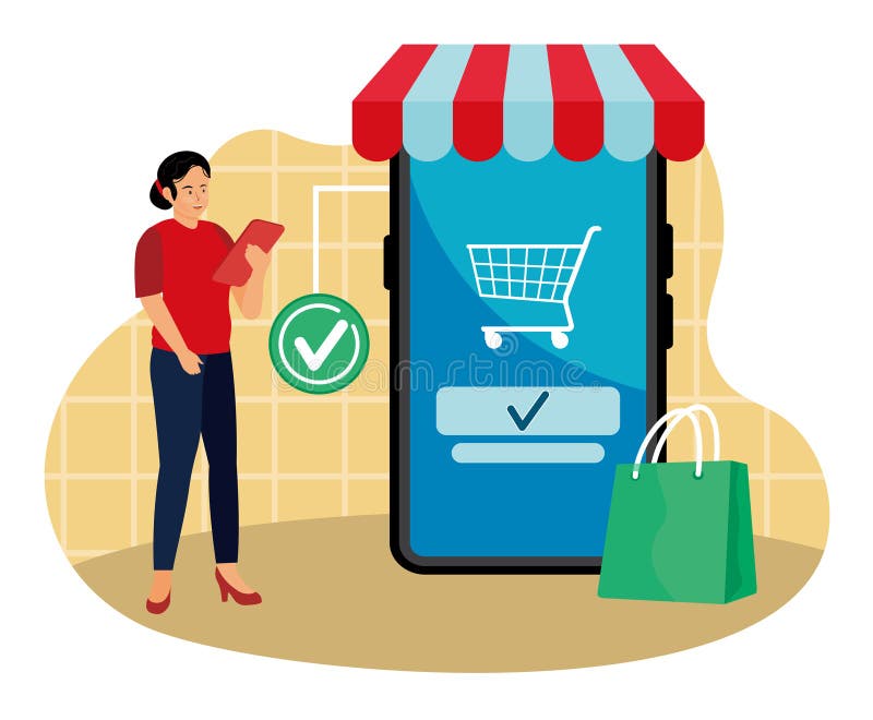 Order Placed Concept. E-commerce Model, Online Store Delivery. Stock ...