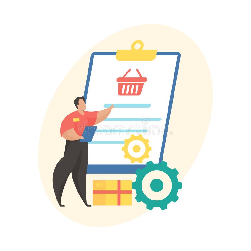 Order Processing Flat Vector Illustration. Mobile Shopping Application ...