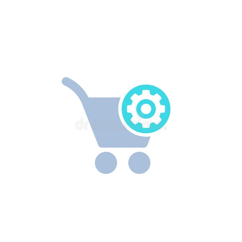 Order Processing, Shopping Cart with Cogwheel Icon Stock Vector ...