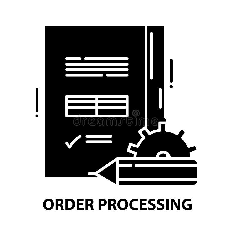 Order Processing Symbol Icon, Black Vector Sign with Editable Strokes ...