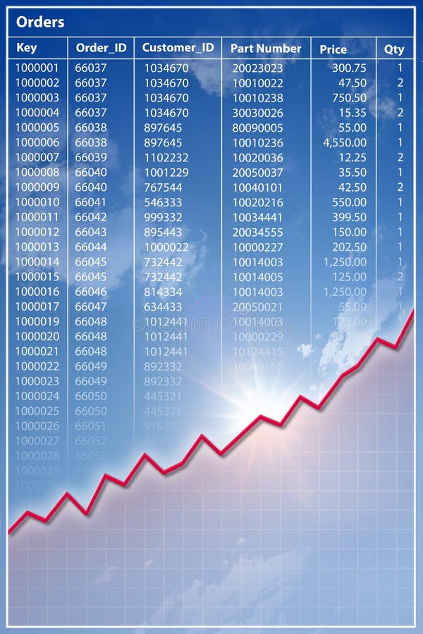 Order Records with Red Revenue Trend Line Stock Image - Image of chart ...