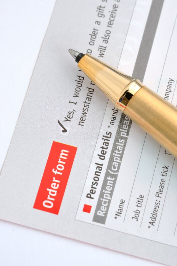 Order sheet and pen stock image. Image of purchase, sell - 24425269