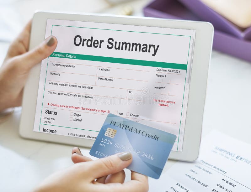 Order Summary Pay Slip Purchase Order Form Concept Stock Image - Image ...