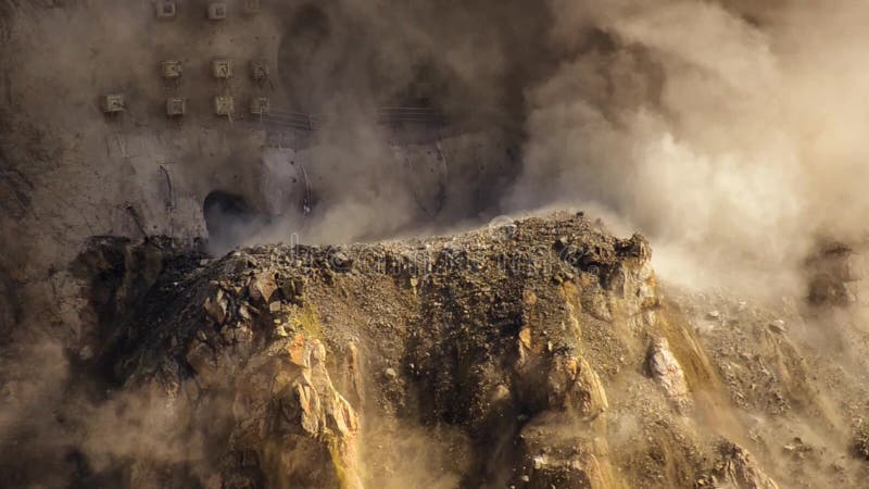 Explosives Work in a Quarry. the Process of Placing Explosives in an ...