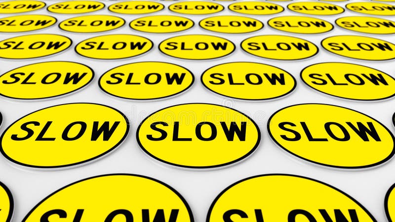 Ordered Array of Yellow Slow Signs Stock Illustration - Illustration of ...