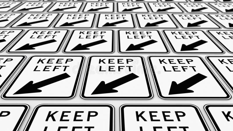 Ordered Grid of Keep Left Traffic Signs Stock Illustration ...