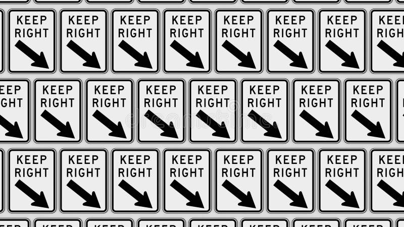 Ordered Grid of Keep Right Signs Stock Illustration - Illustration of ...
