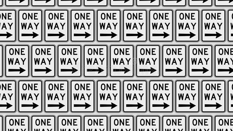 Ordered Grid of Right Pointing One Way Signs on a Wall Stock ...