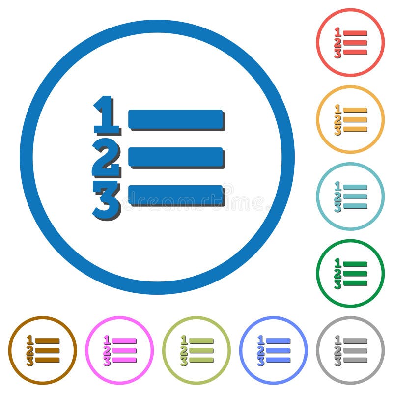 Ordered List Square Flat Icons Stock Vector - Illustration of editing ...