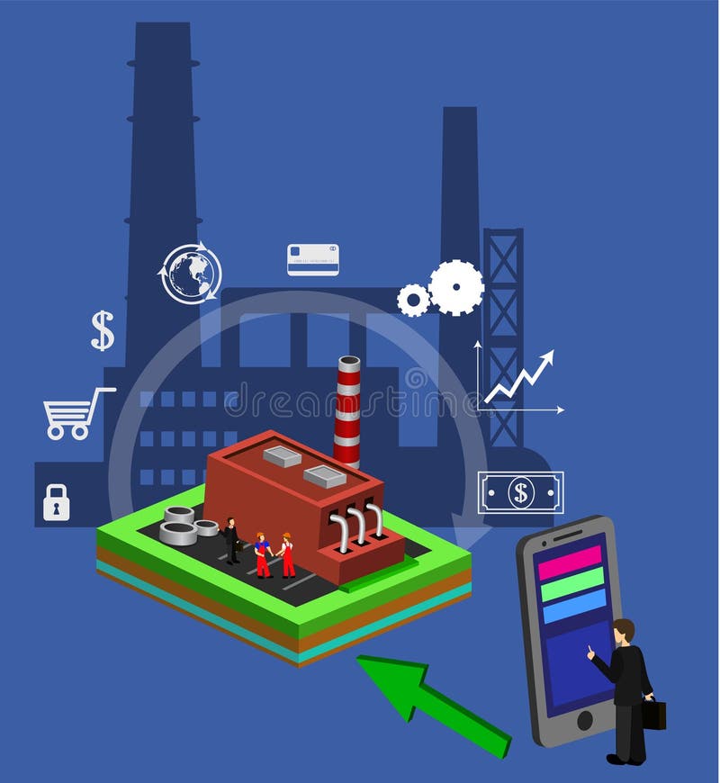 Ordering Directly from the Factory Concep, Isometric Illustration Stock ...