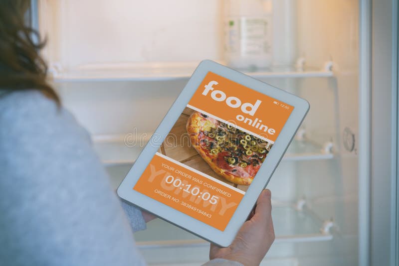Ordering Food Online by Tablet Stock Image - Image of interface ...