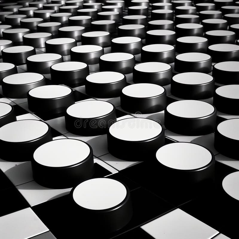 Orderly Arrangement of Black and White Cylindrical Pieces. AI-generated ...