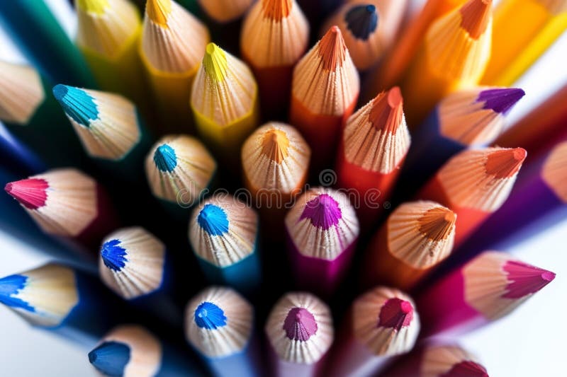 Orderly Array of Colored Pencils Vibrant Hues in a Row Stock ...