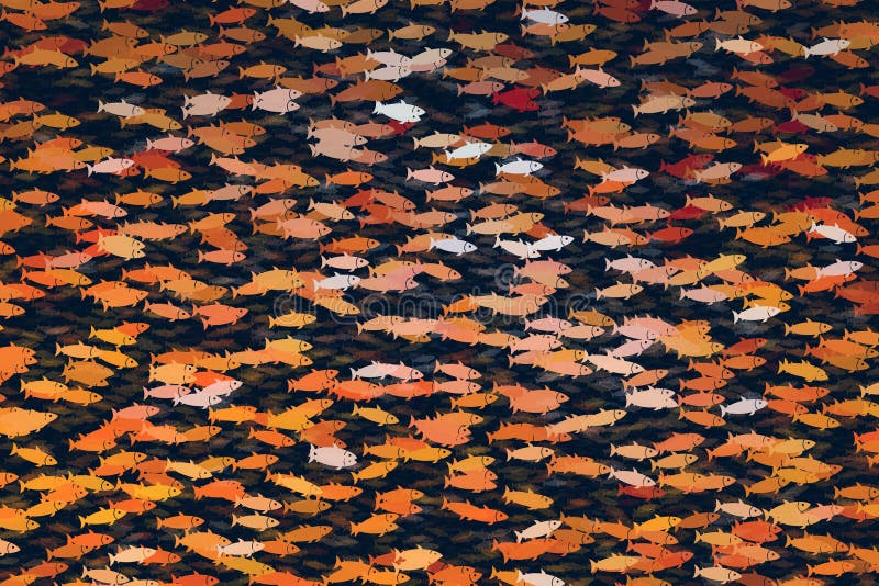 Orderly Flying Fishes, Abstract Background, Digital Art Work. Stock ...