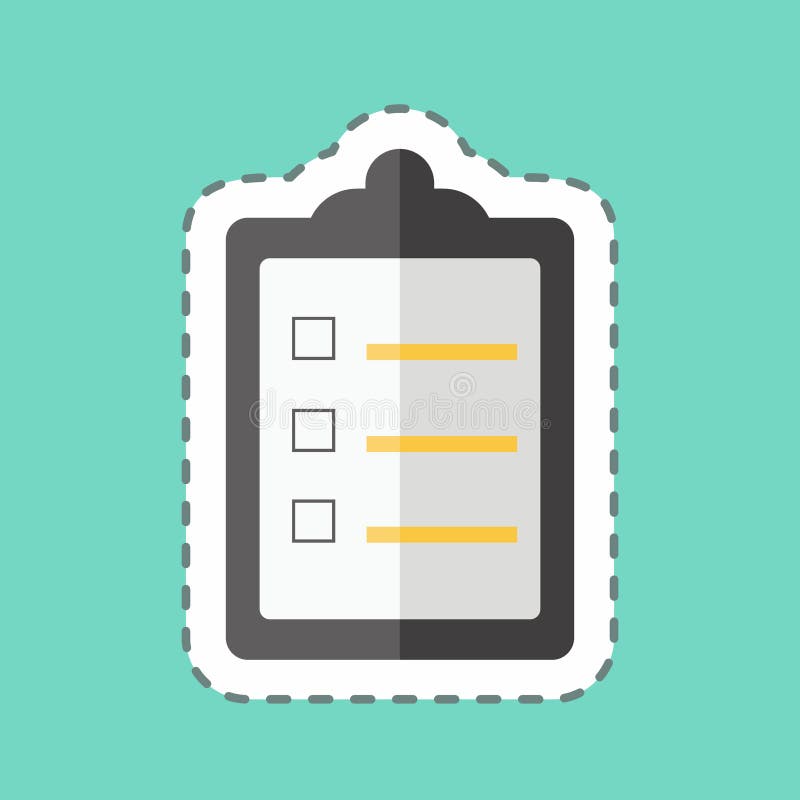 Orders List Sticker in Trendy Line Cut Isolated on Blue ...