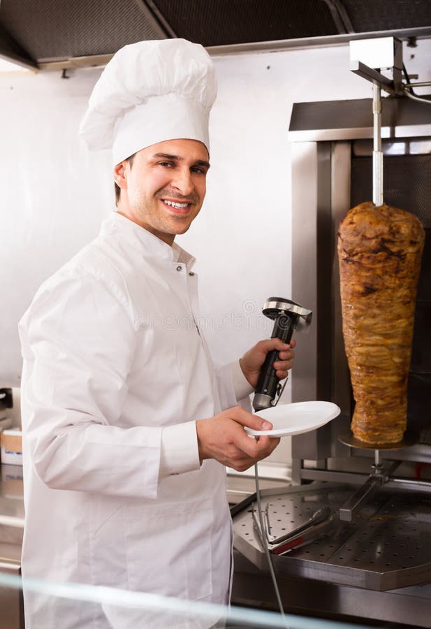 Ordinary Arabian Cook Posing Near Meat for Kebab Stock Image - Image of ...